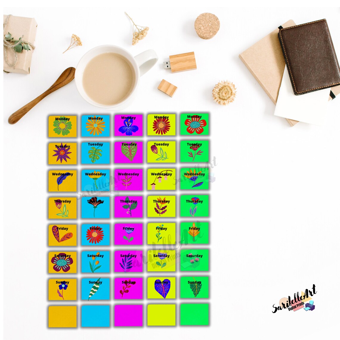 Day of the Week, Printable Stickers, Daily Journal Stickers - Etsy