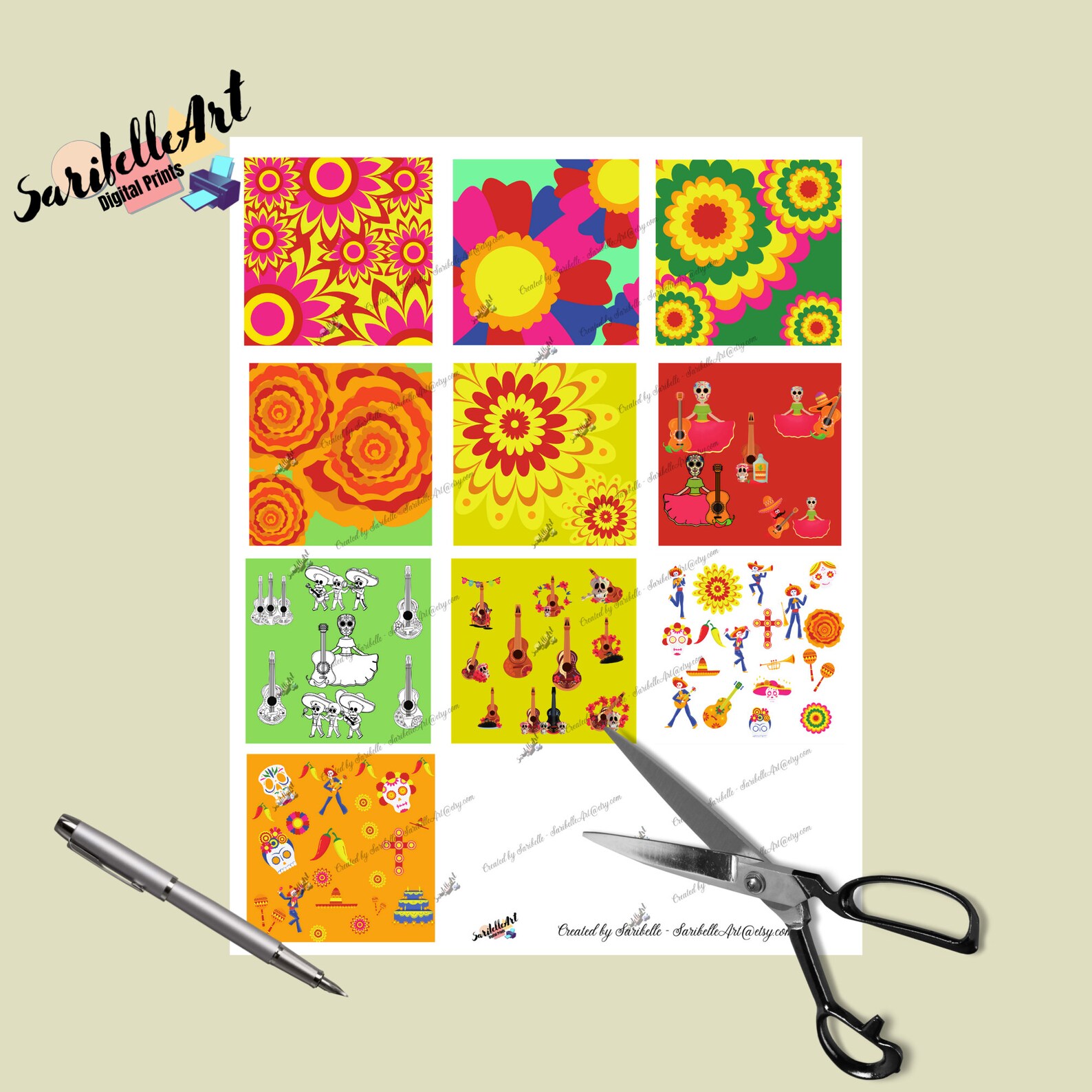 Día De Los Muertos Printable Stickers, Printable Sticker Sheet, Print ...