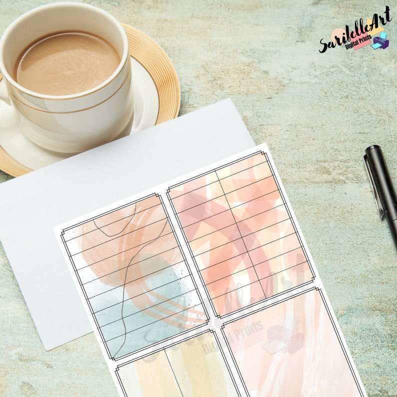 Brown Abstract Mini Writing Paper Printable Stickers - Etsy