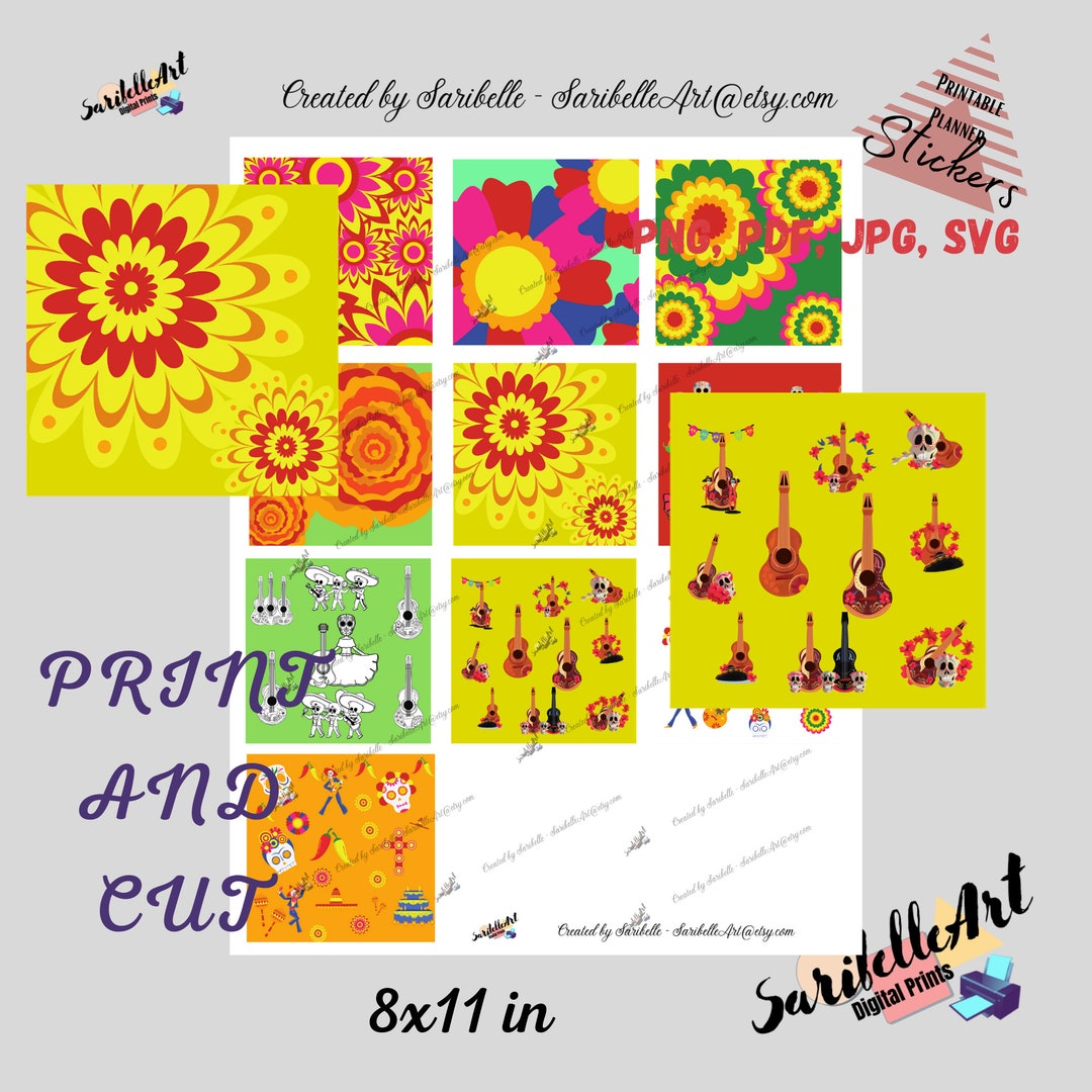 Día De Los Muertos Printable Stickers, Printable Sticker Sheet, Print ...
