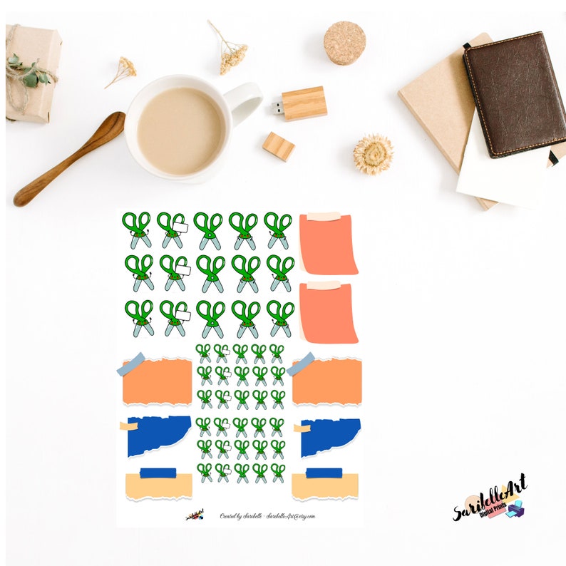 Scissors Characters Printable Stickers, Printable Sticker Sheet, Print ...