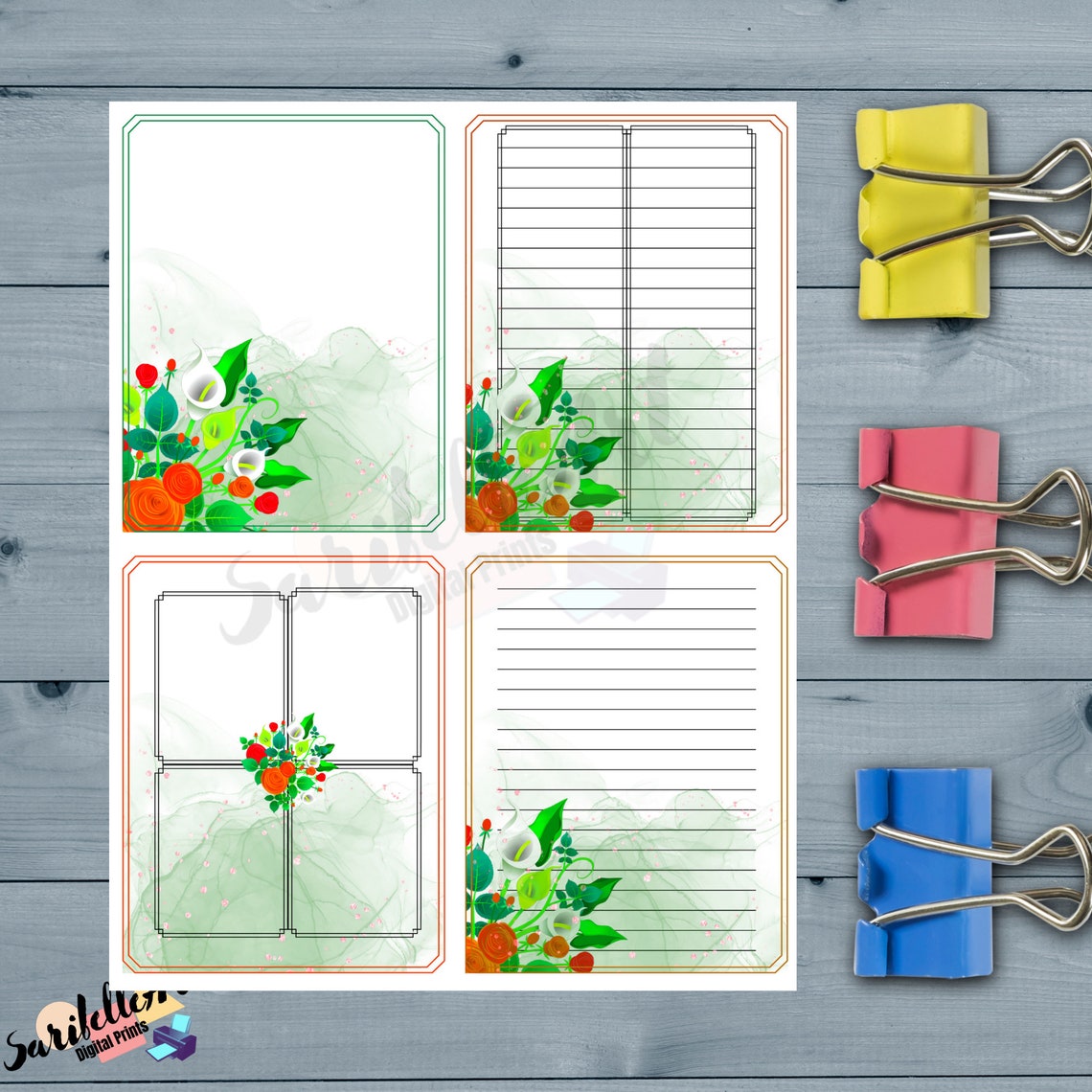 Floral Mini Writing Paper Printable Stickers Printable - Etsy