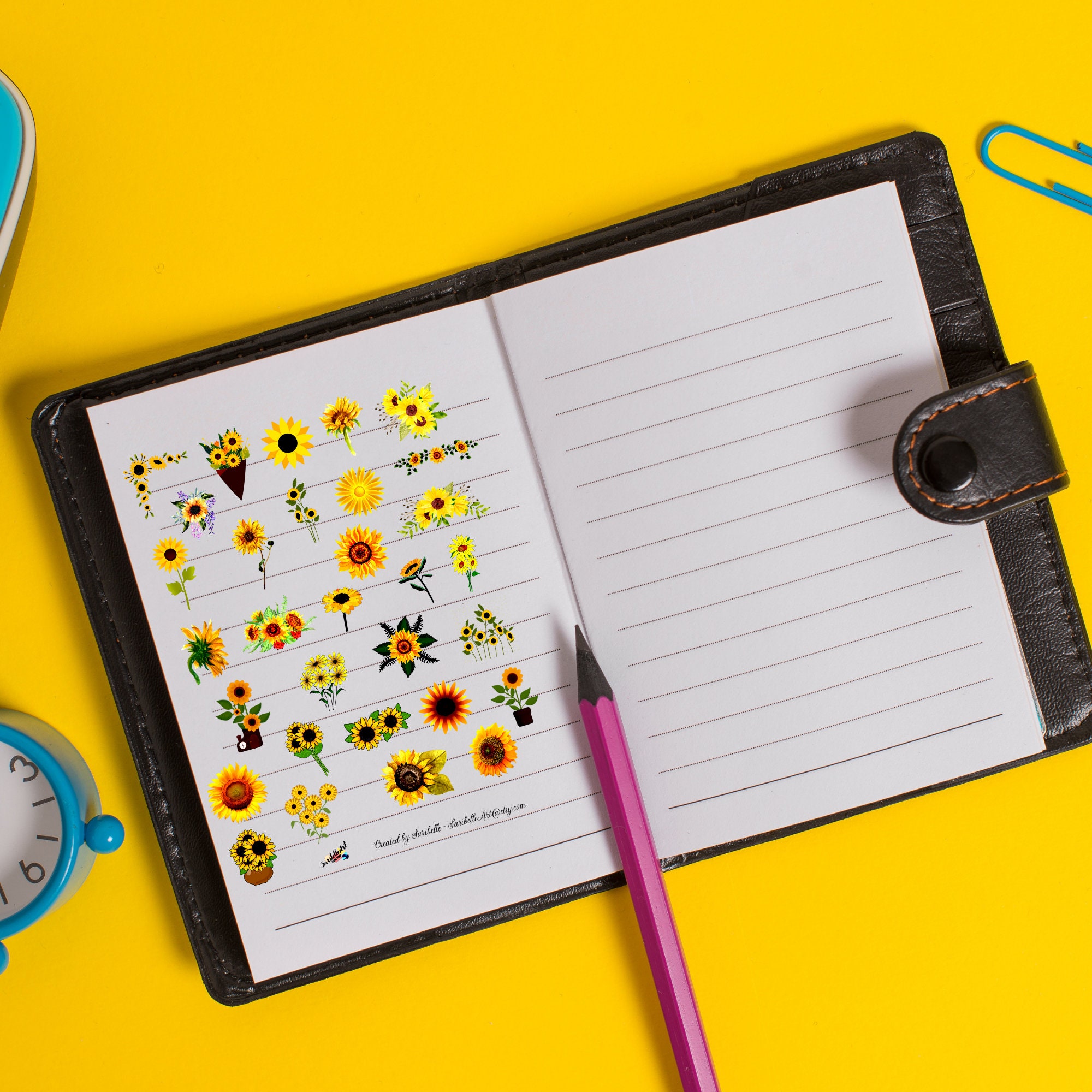 Sunflowers, Floral Printable Stickers, Daily Journal Stickers - Etsy