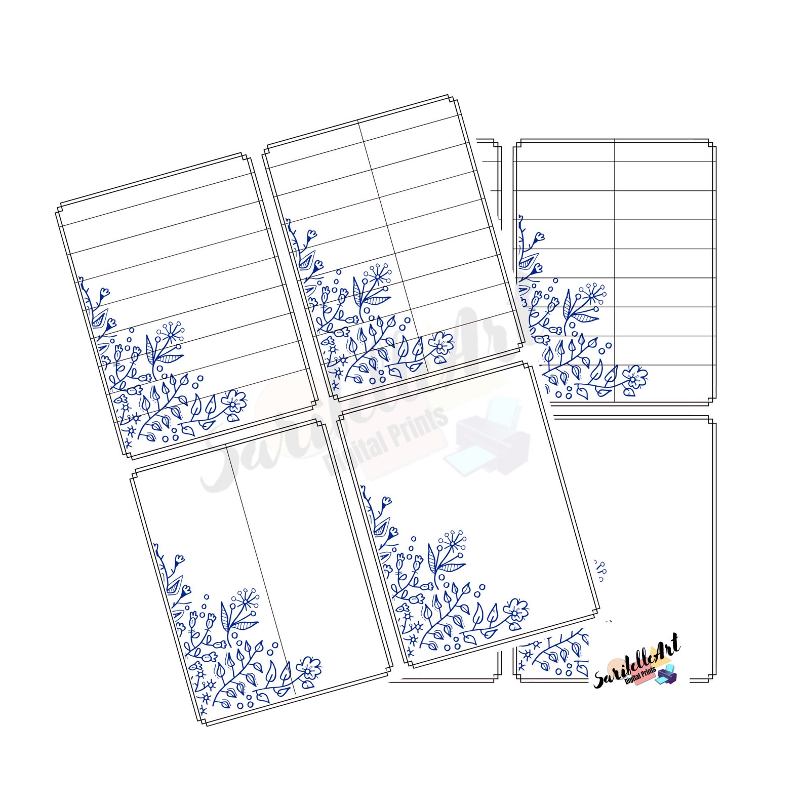Blue Mini Writing Paper Printable Stickers, Printable Planner Sticker ...