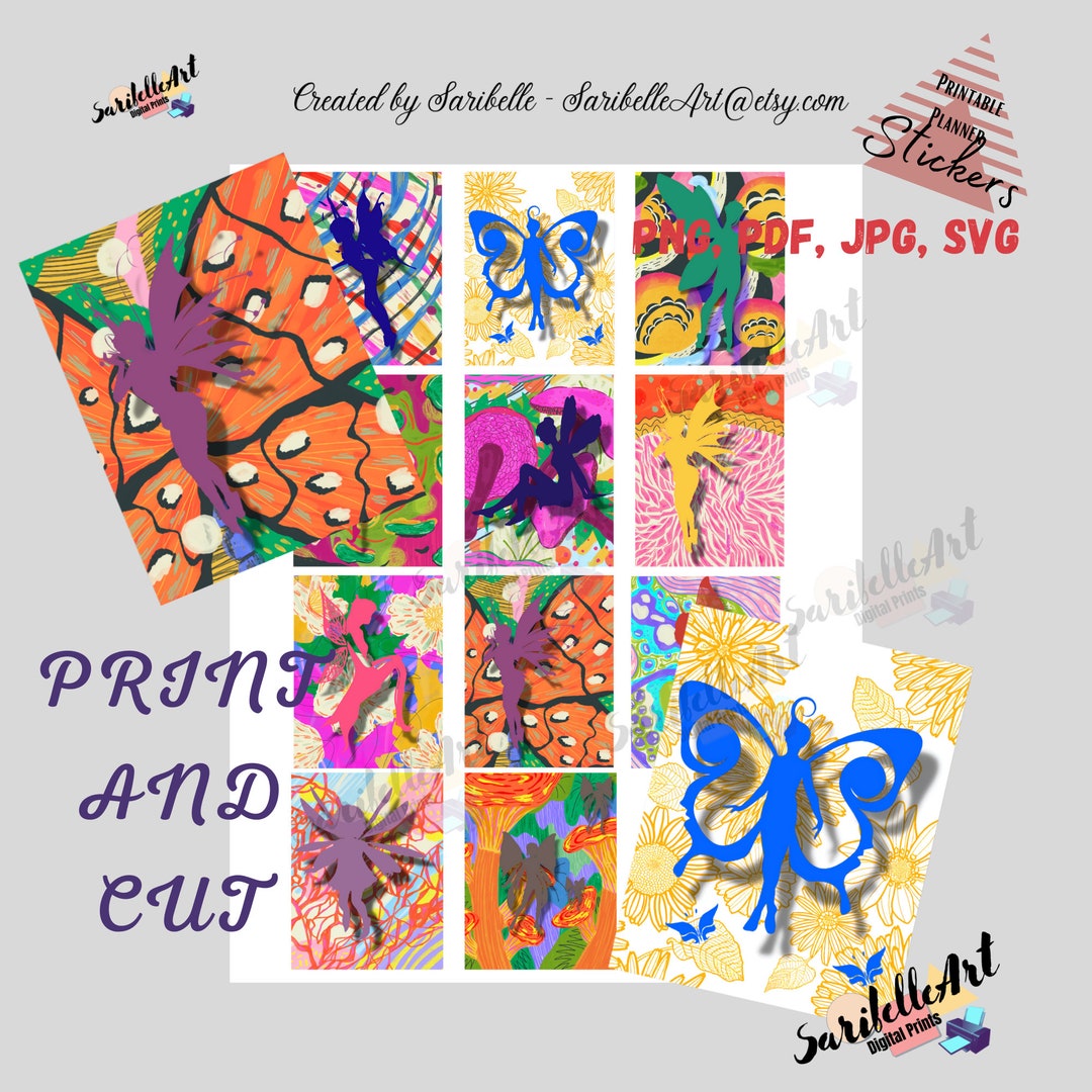 Fairy Printable Stickers, Printable Sticker Sheet, Print and Cut ...