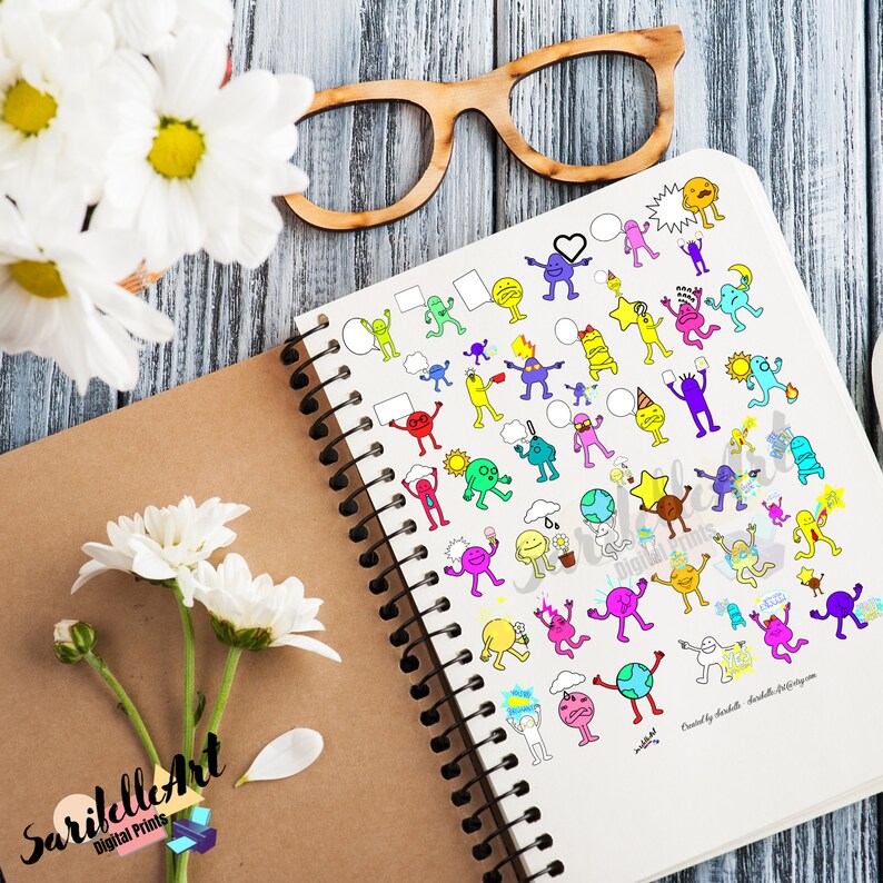 Emoji Printable Stickers, Printable Sticker Sheet, Print and Cut ...