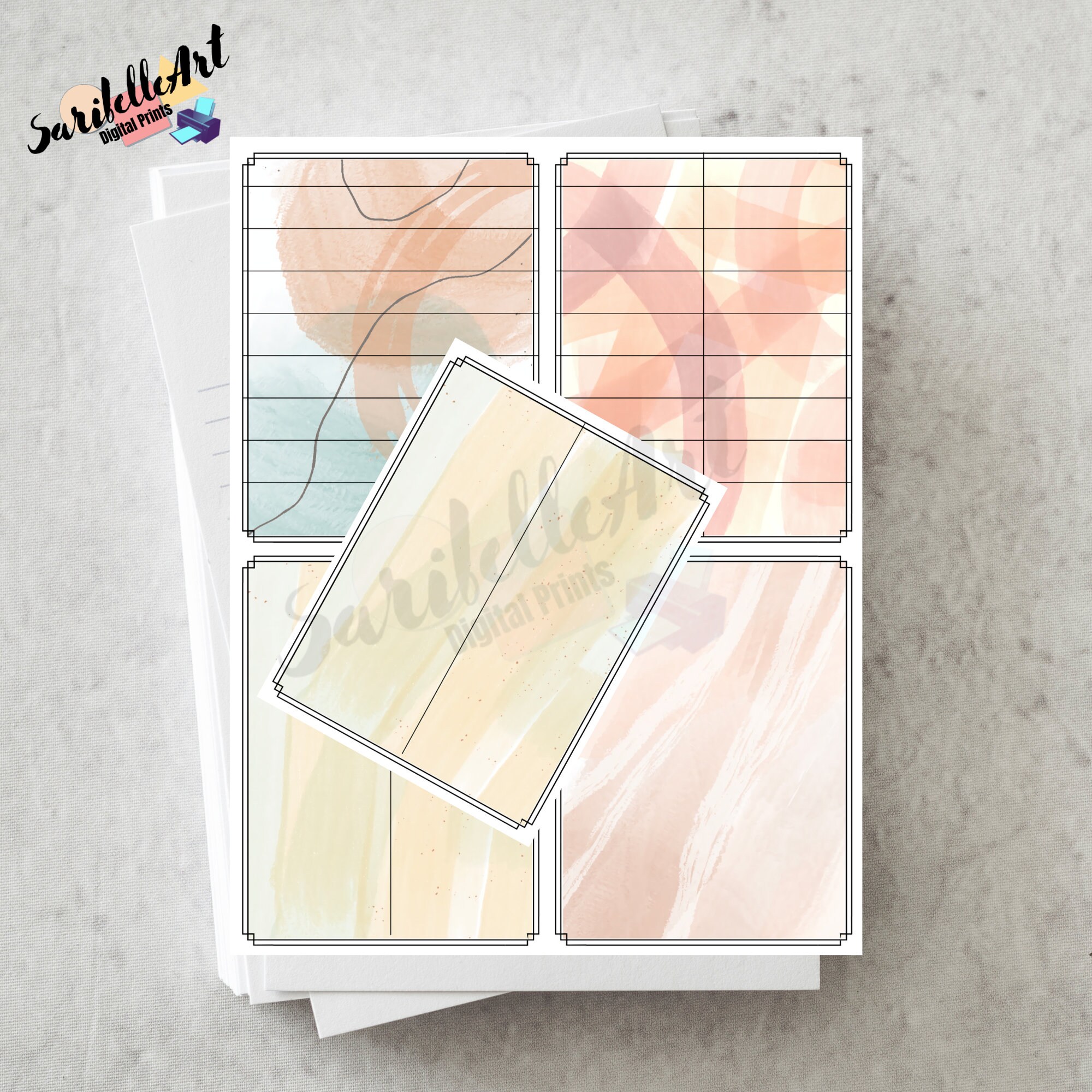 Brown Abstract Mini Writing Paper Printable Stickers, Printable Planner ...