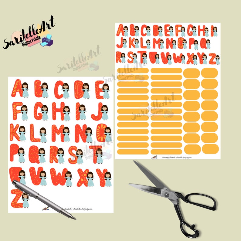 Alphabet Letters Printable Stickers Daily Journal Stickers - Etsy