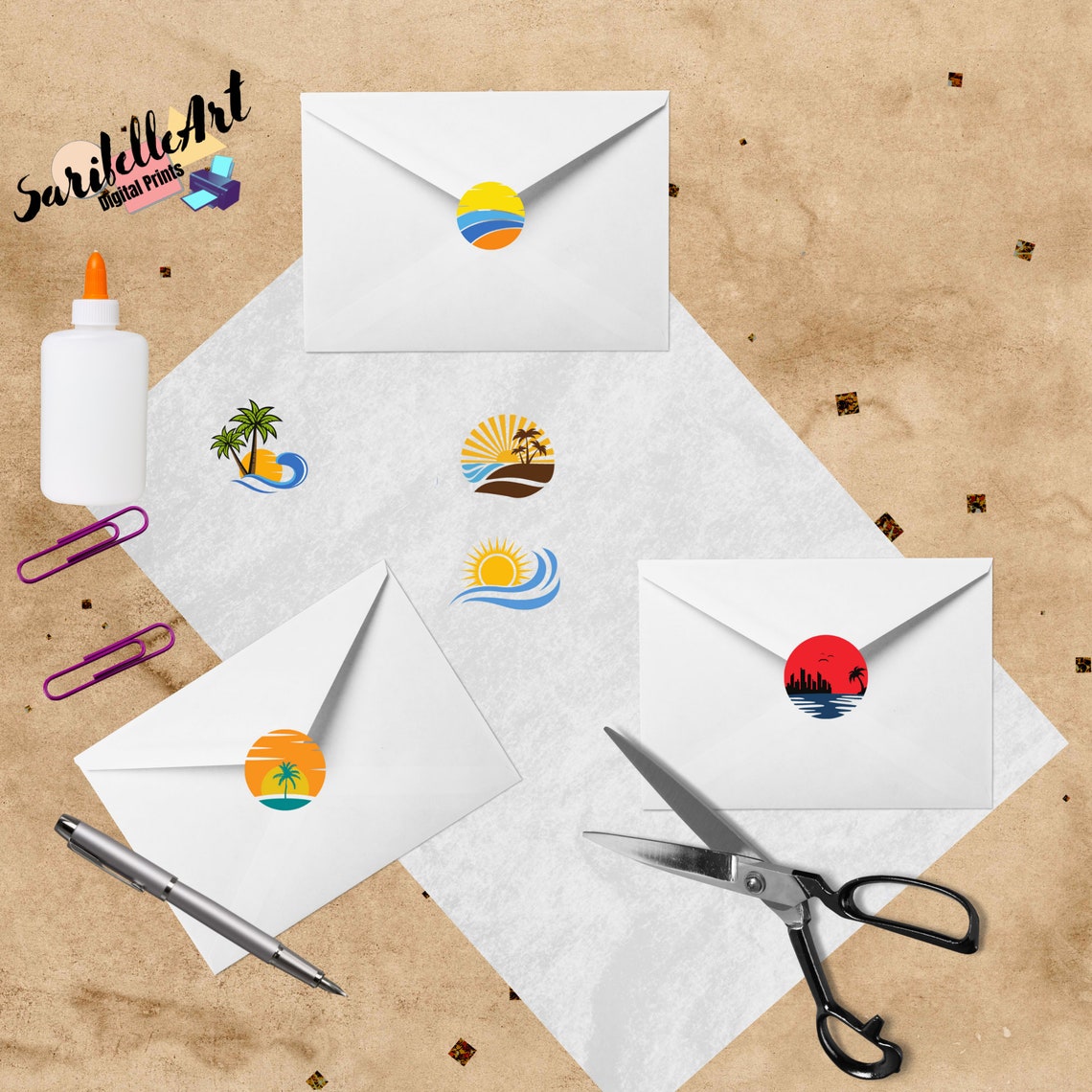 Beach Sunset Printable Stickers, Daily Journal Stickers - Etsy