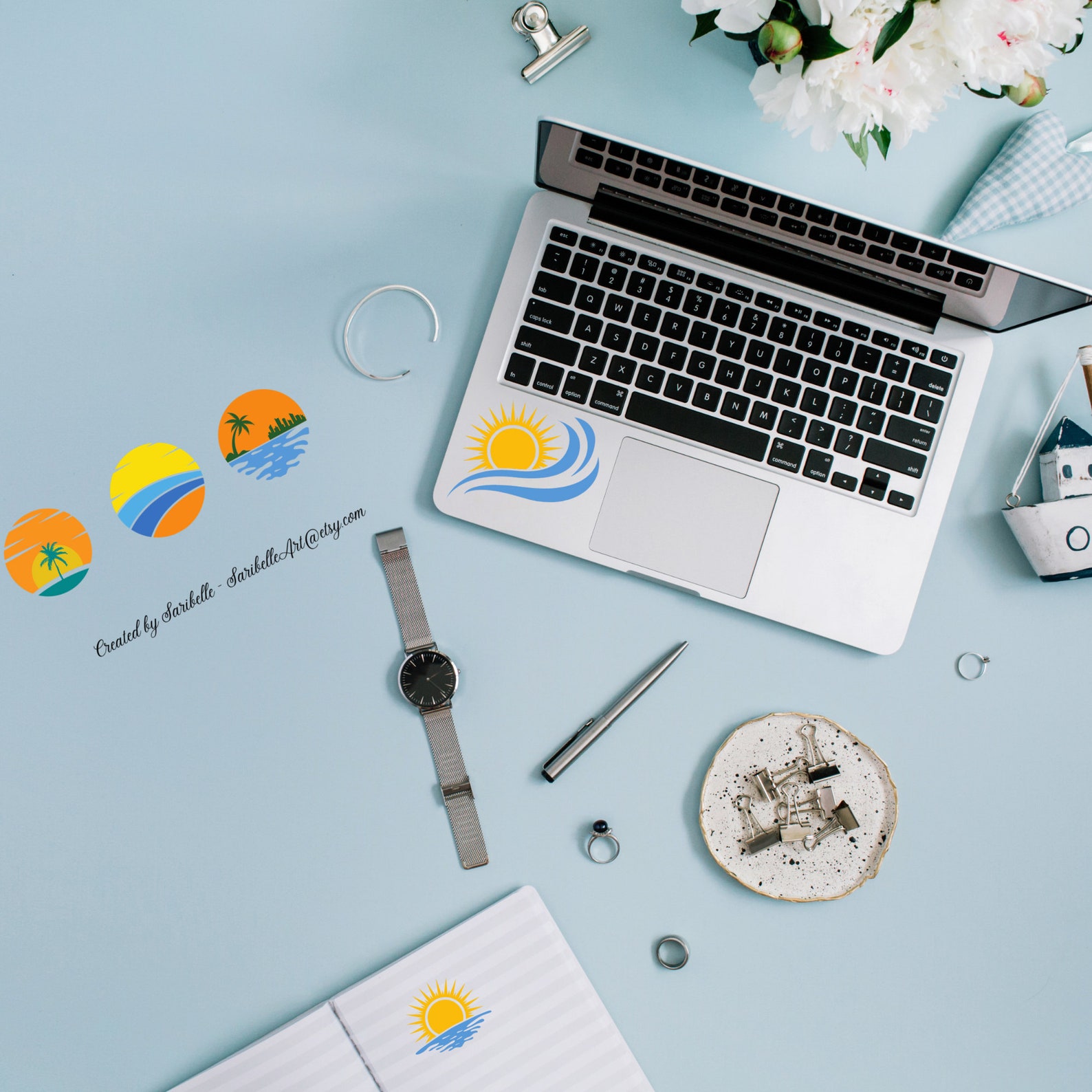 Beach Sunset Printable Stickers, Daily Journal Stickers - Etsy