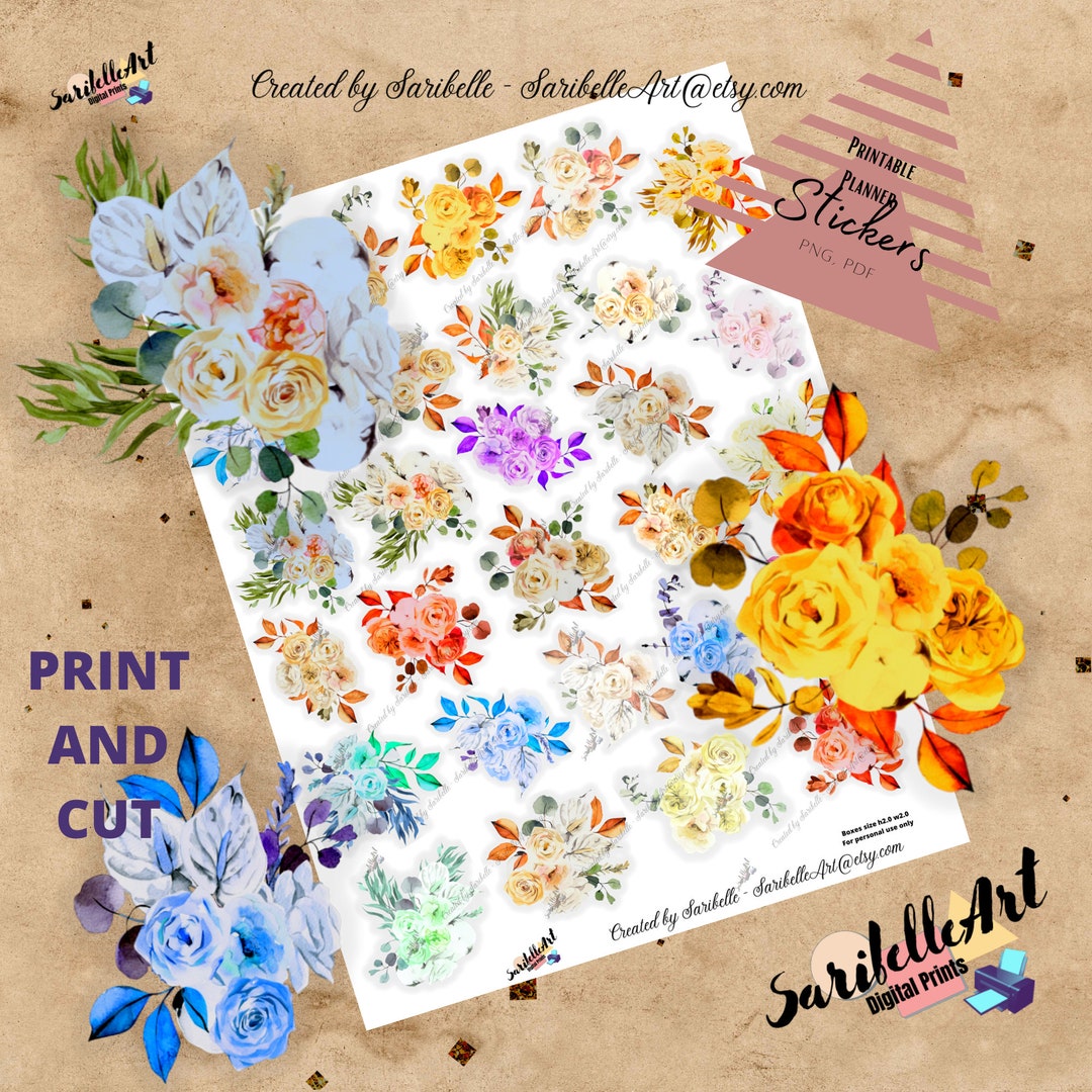 Flowers Printable Stickers, Daily Stickers for Your Journal - Etsy