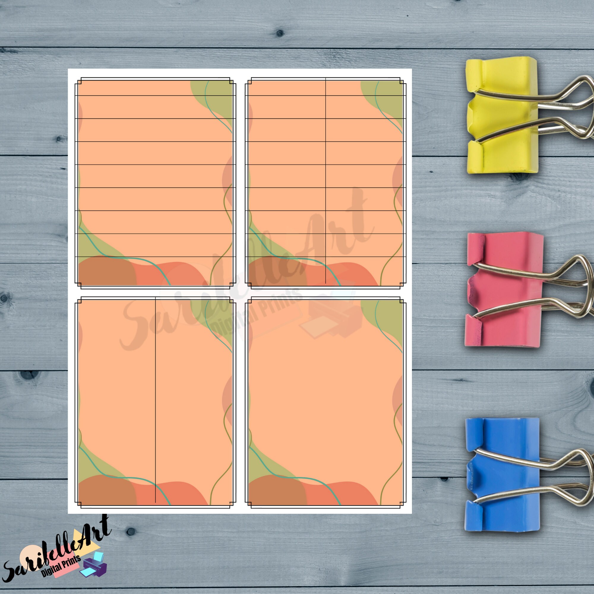 Orange Mini Writing Paper Printable Stickers, Printable Printable ...