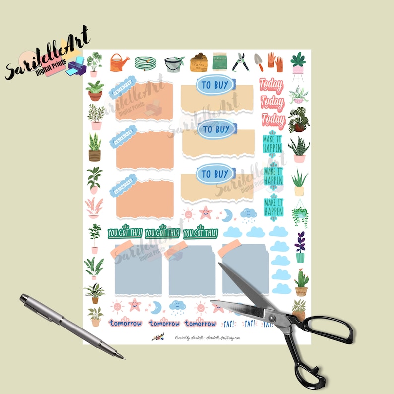 Home Plants Printable Stickers, Printable Sticker Sheet, Print and Cut ...