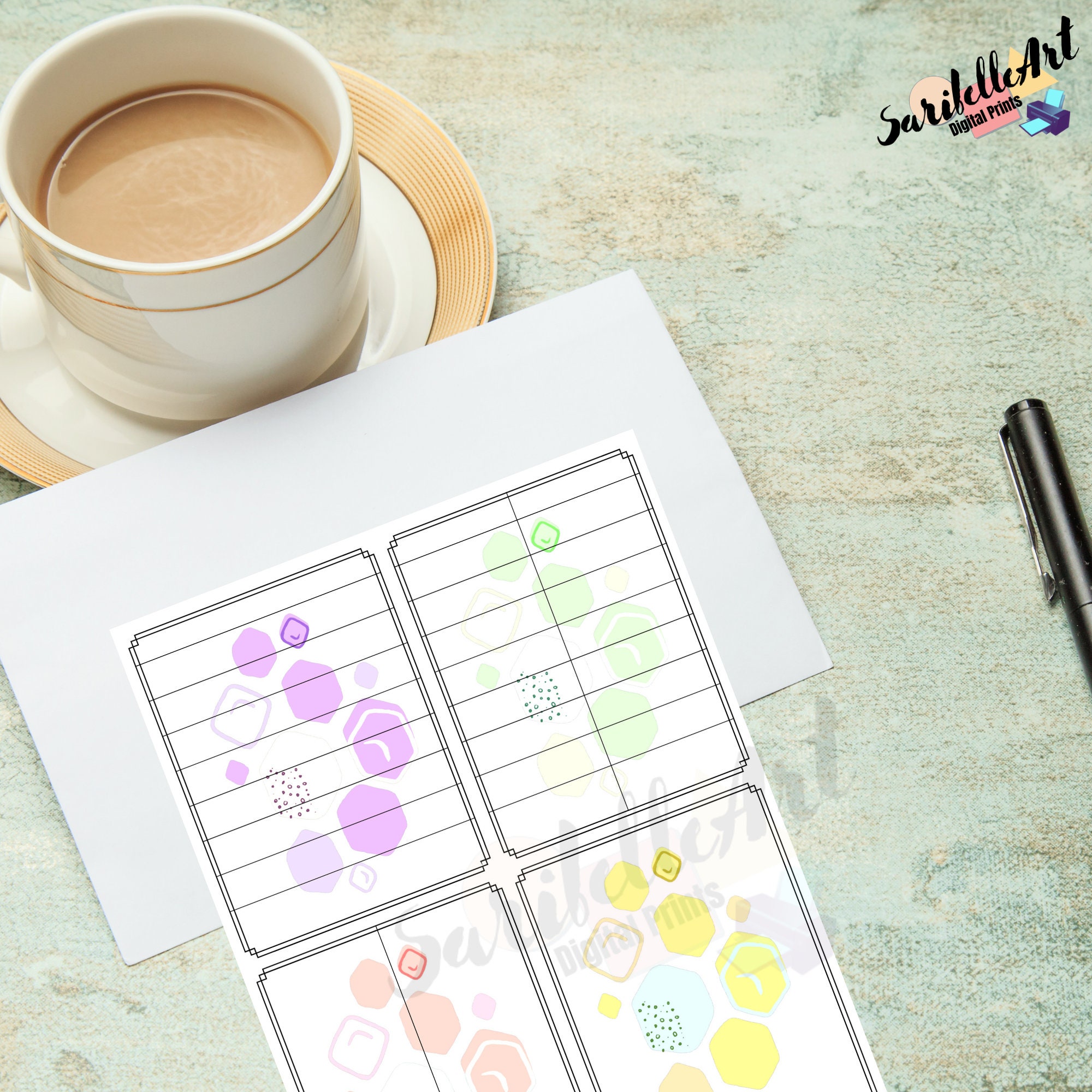 Colorful Mini Writing Paper Printable Stickers, Printable Planner ...
