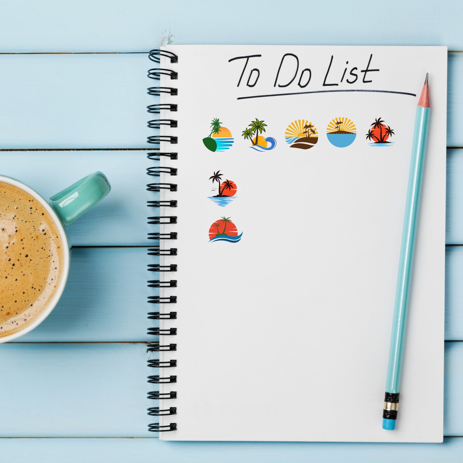 Beach Sunset Printable Stickers, Daily Journal Stickers - Etsy