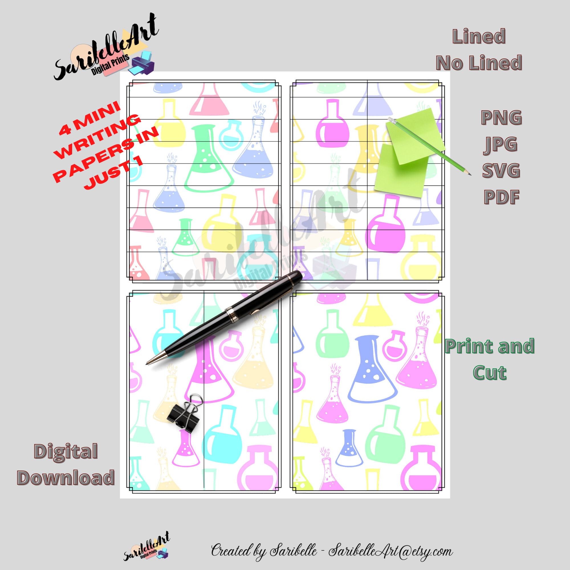Chemistry Mini Writing Paper Printable Stickers, Printable Planner ...