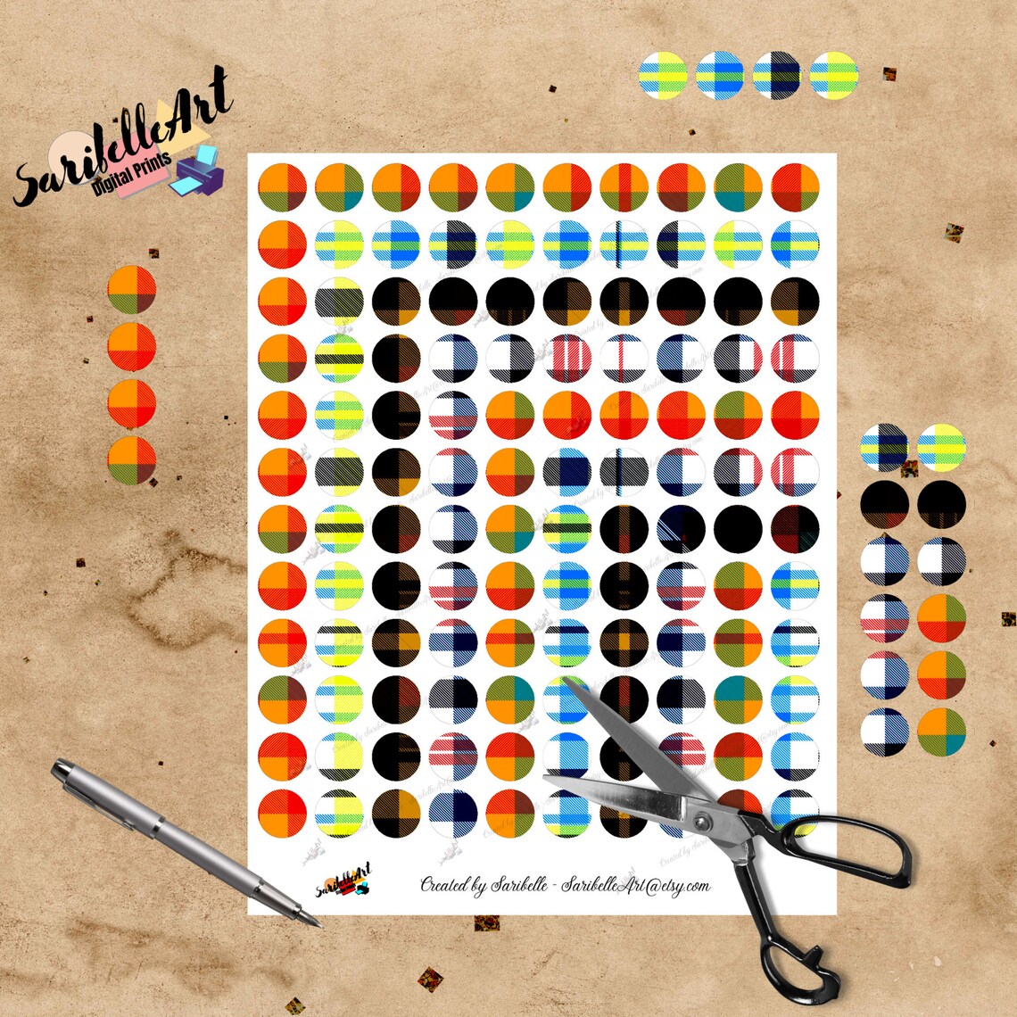 Colorful Dots and Shapes, Printable Stickers, Daily Journal Stickers - Etsy