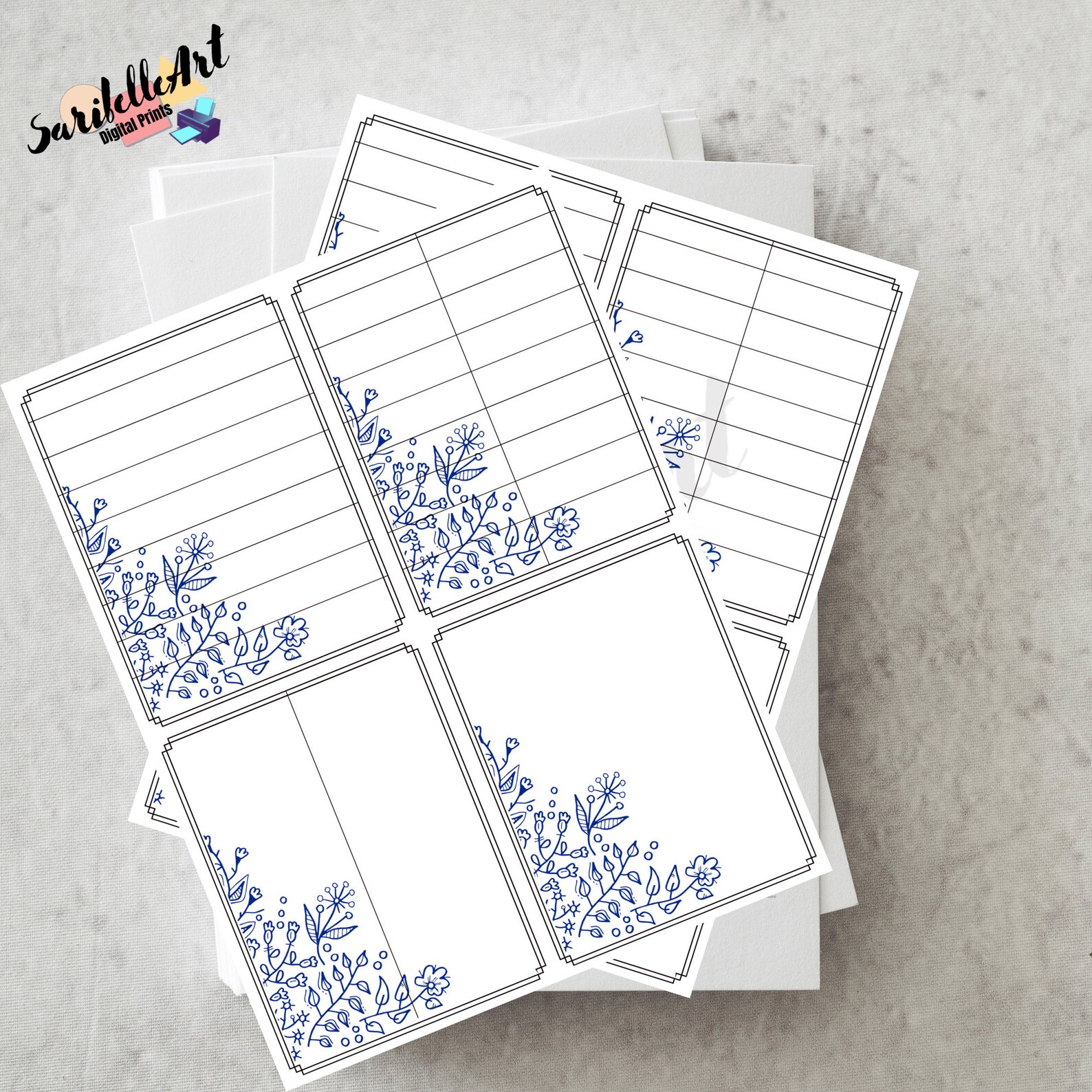 Blue Mini Writing Paper Printable Stickers, Printable Planner Sticker ...