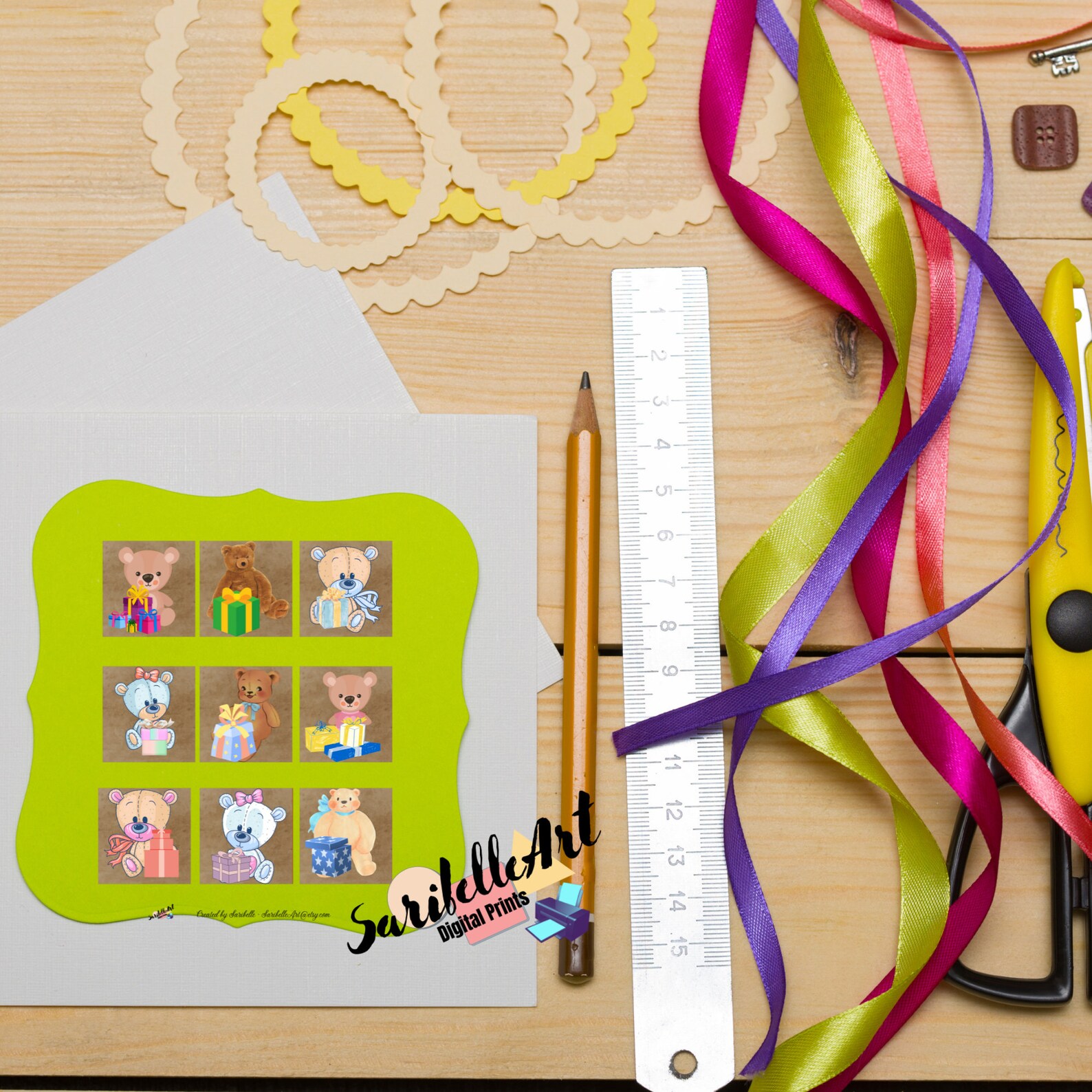 Teddy Bear Printable Stickers, Printable Sticker Sheet, Print and Cut ...