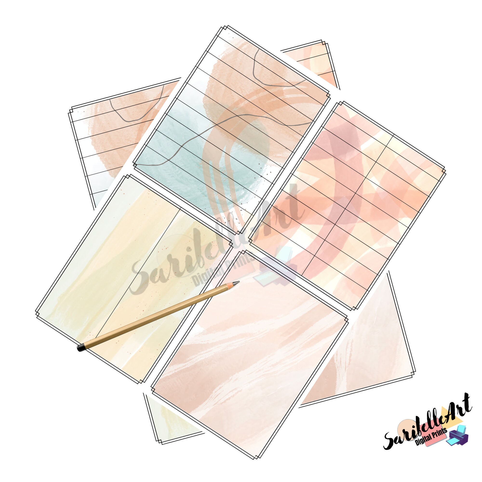 Brown Abstract Mini Writing Paper Printable Stickers, Printable Planner ...