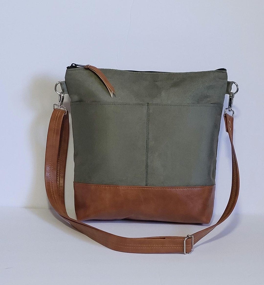 Sage Green Vegan Suede Crossbody Bag/vegan Leather Messenger Purse/gift ...