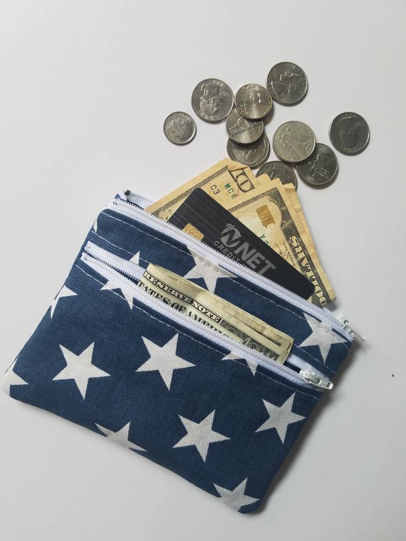 Double Zipper Coin Bag/double Zip Coin Pouch/double Zip Coin - Etsy