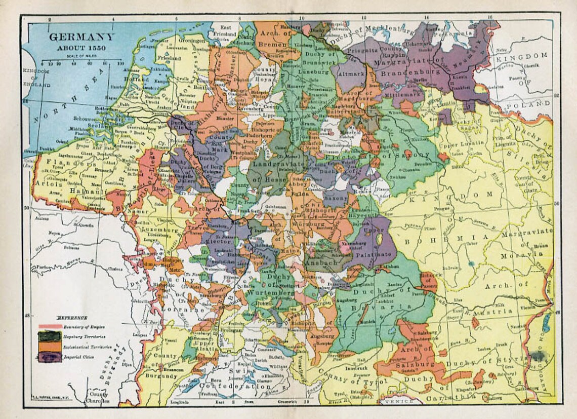 Print of Map-Germany 1550 | Etsy