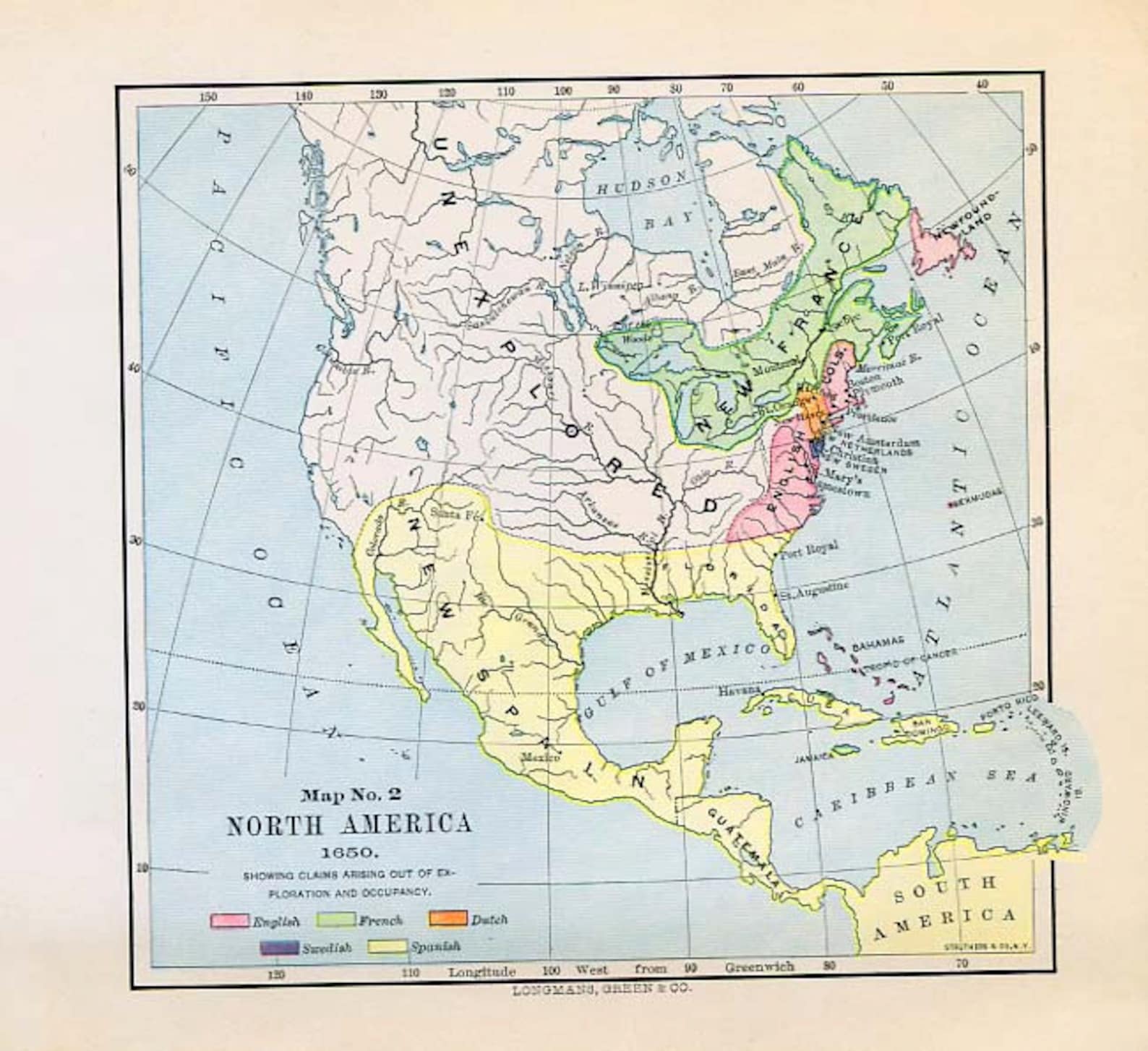 Print of Map-North America 1650 | Etsy Print of Map-North America 1650 | Etsy