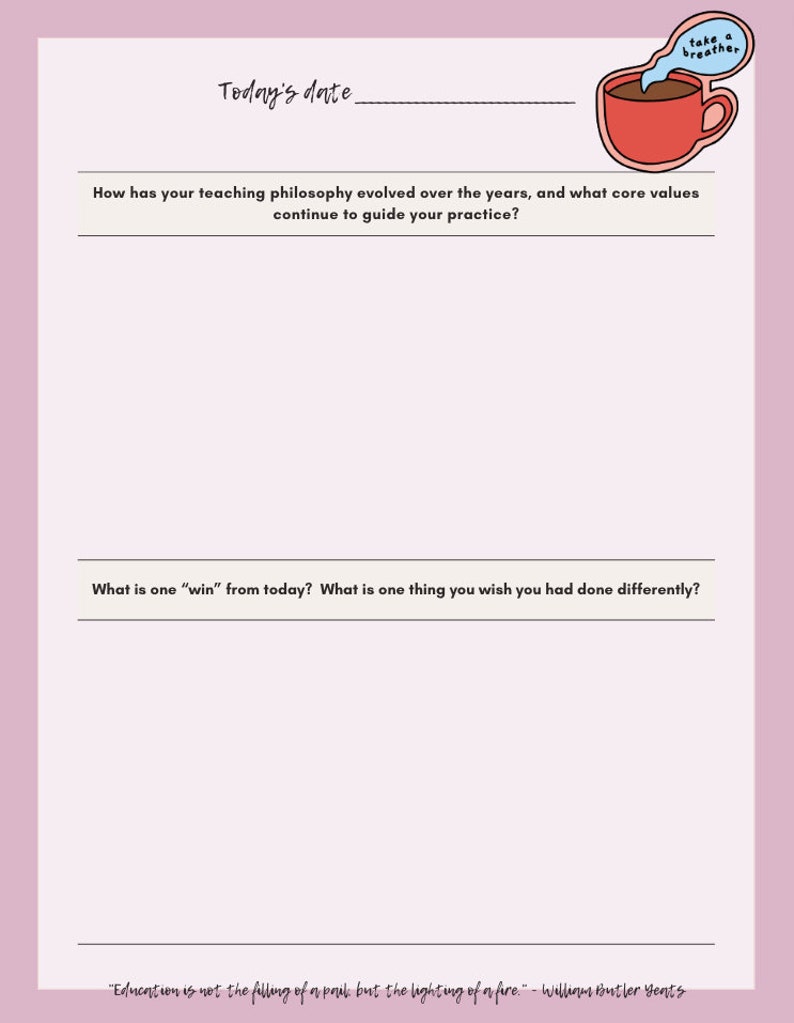 Experienced Teacher Reflection Journal | Digital Journal | Printable ...