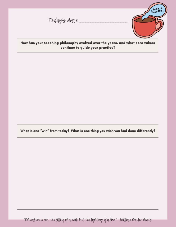Experienced Teacher Reflection Journal | Digital Journal | Printable ...