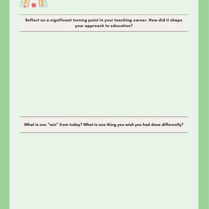 Experienced Teacher Reflection Journal | Digital Journal | Printable ...