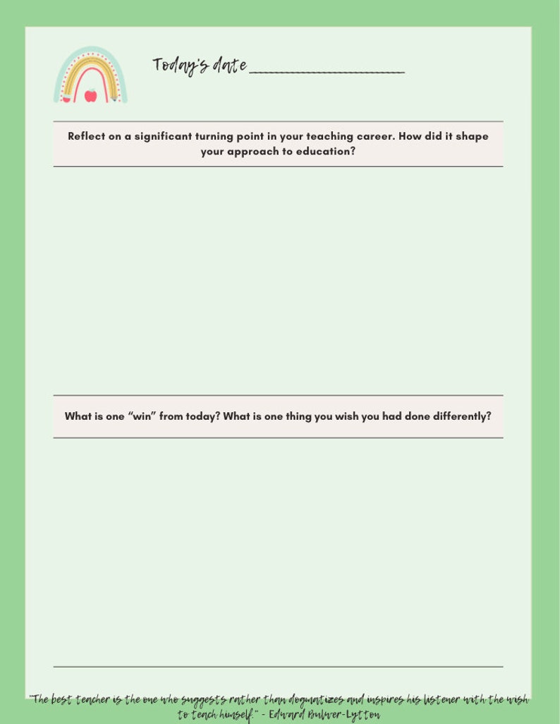 Experienced Teacher Reflection Journal | Digital Journal | Printable ...