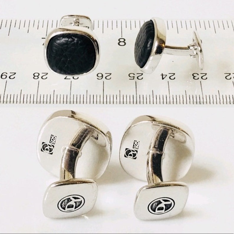David Yurman Black Leather Cushion Cufflinks Cuff Links DY 925 | Etsy