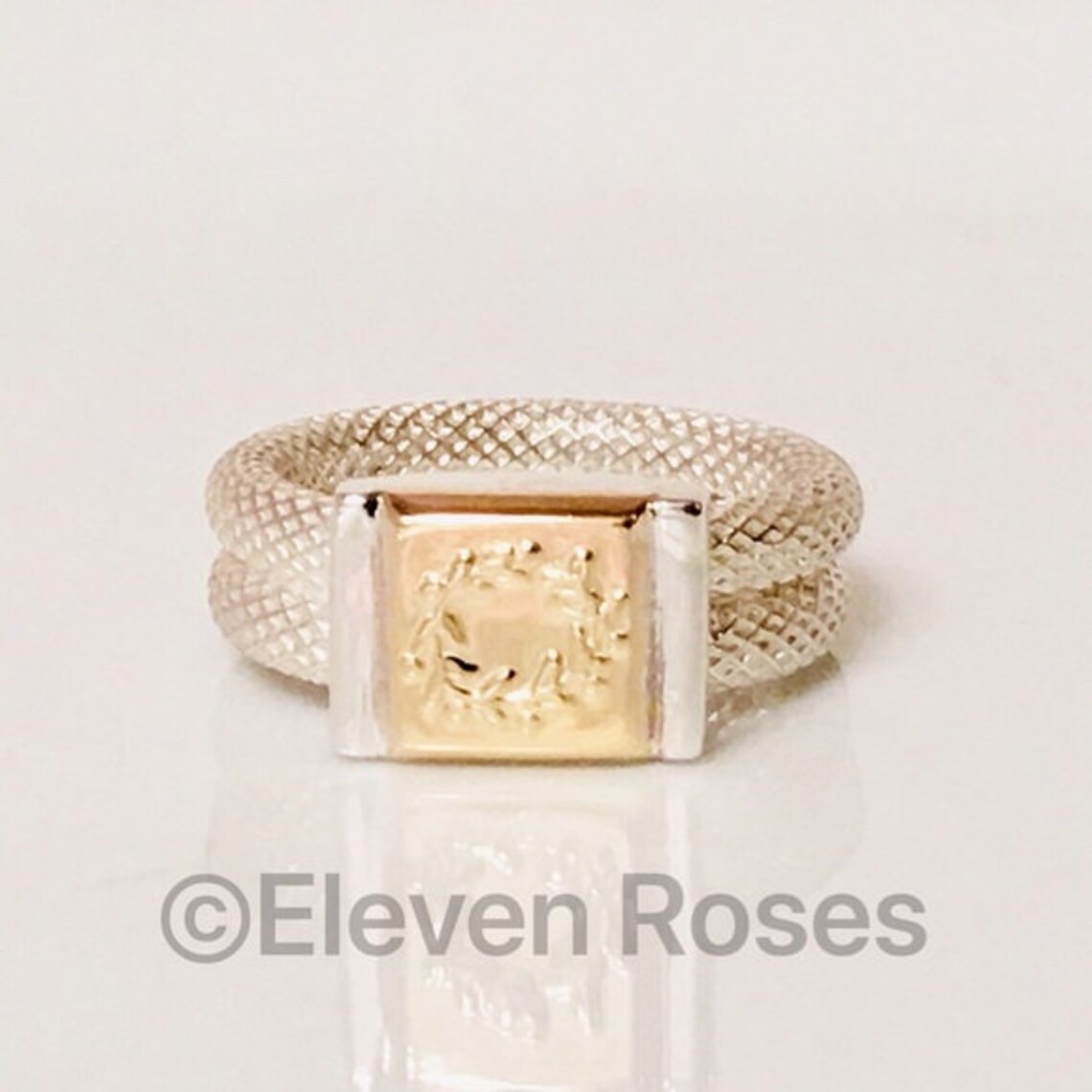 Two Tone Grecian Wreath Panel Signet Ring 925 Sterling Silver - Etsy