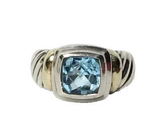 David Yurman Sterling Silver 11mm Albion Ring Hampton Blue Topaz ...