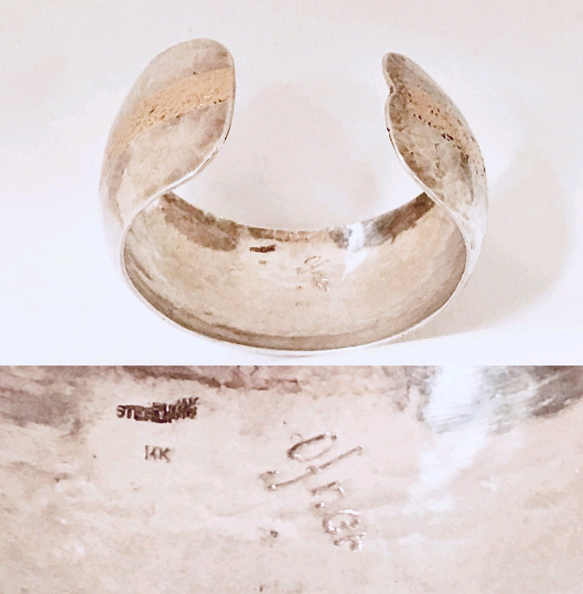 Ofner Two Tone 925 Sterling Silver 585 14k Gold Large Wide Cuff ...