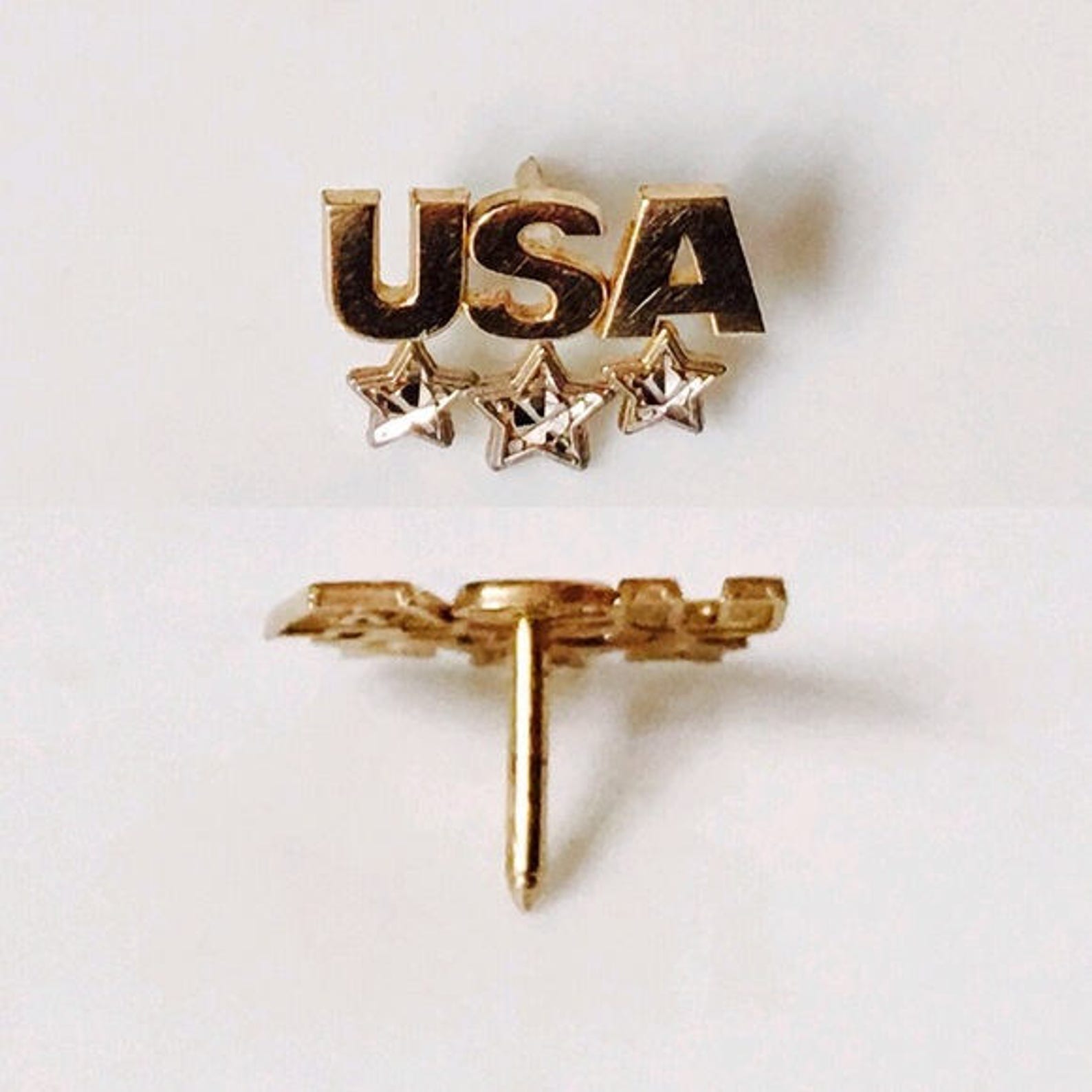 10k Gold USA Tack Pin Tie Tac Diamond Cut Design Free US Shipping - Etsy