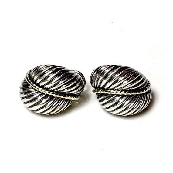 Vintage Yurman Extra Large Cable Dome Earrings 925 St… - Gem