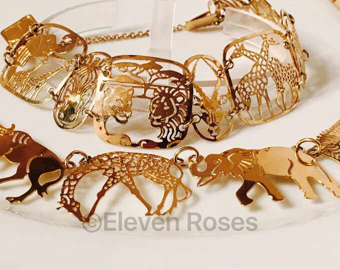 Wild Bryde African Animals Necklace & Bracelet Set Elephants Monkey ...