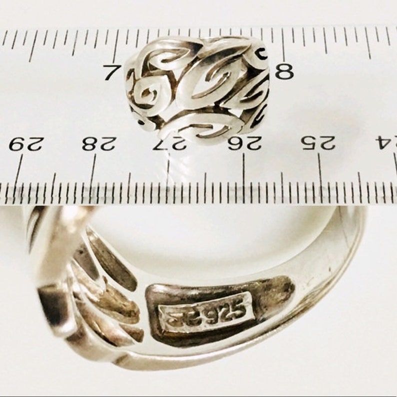 925 Sterling Silver Thick Open Metal Work Extra Wide Ring Free - Etsy
