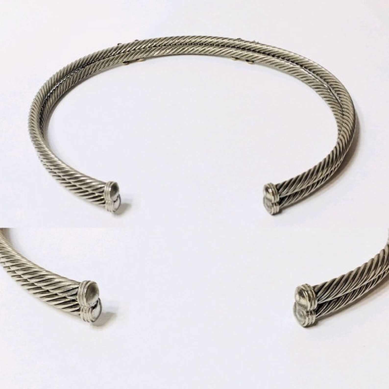 Double X Station Cable Cuff Choker Necklace DY 925 Sterling - Etsy