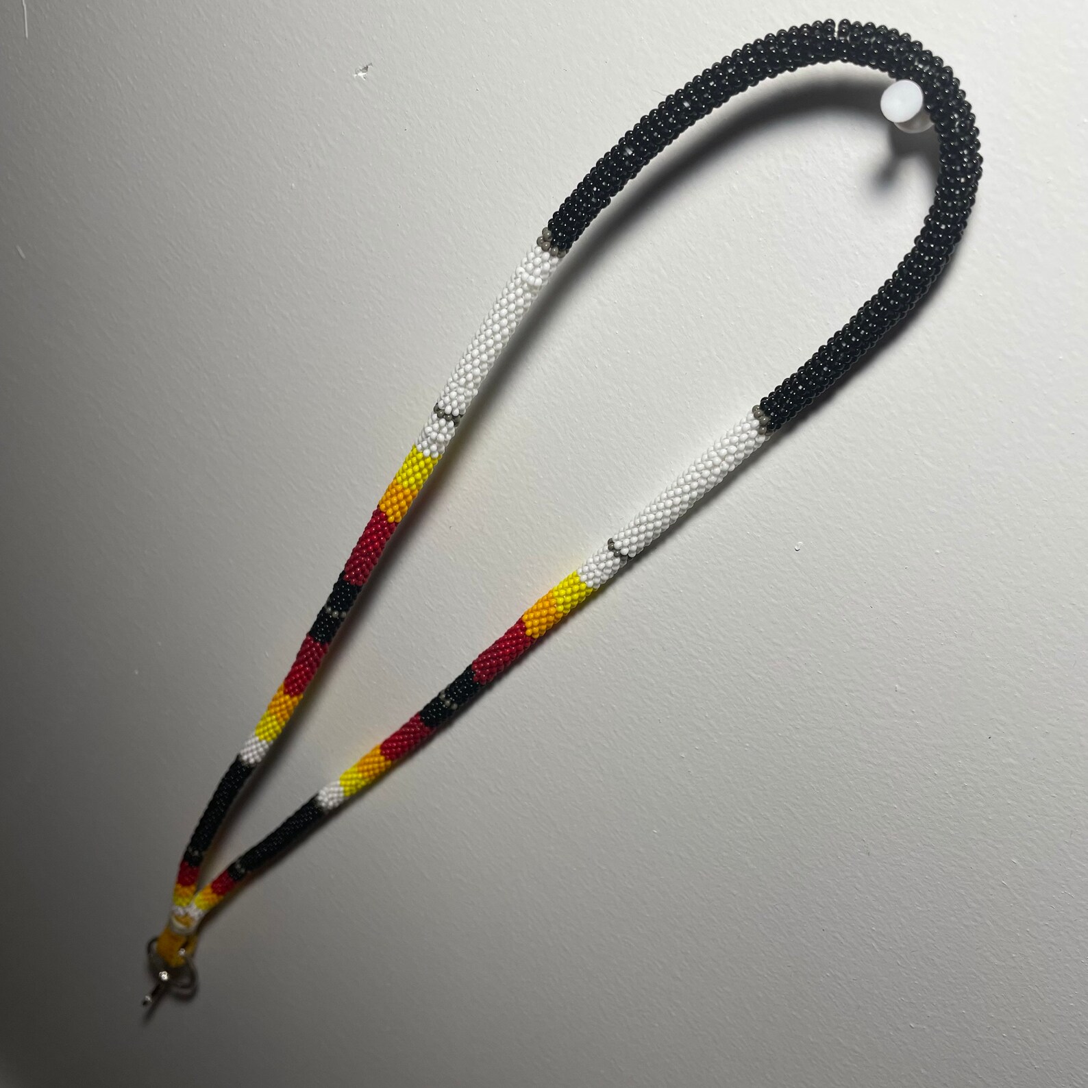 Sunburst NATIVE BEADED LANYARD Black White Grey Red | Etsy