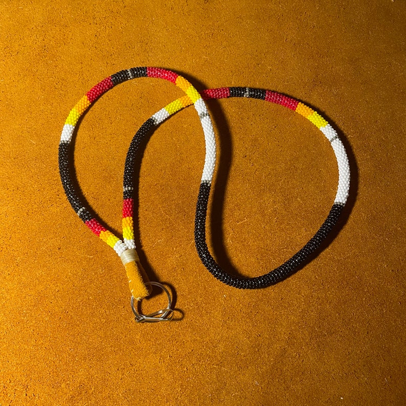 Sunburst NATIVE BEADED LANYARD Black White Grey Red - Etsy