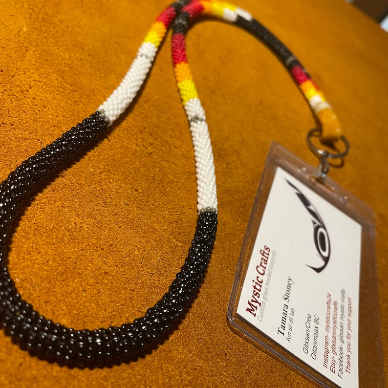 Sunburst NATIVE BEADED LANYARD Black White Grey Red - Etsy Canada