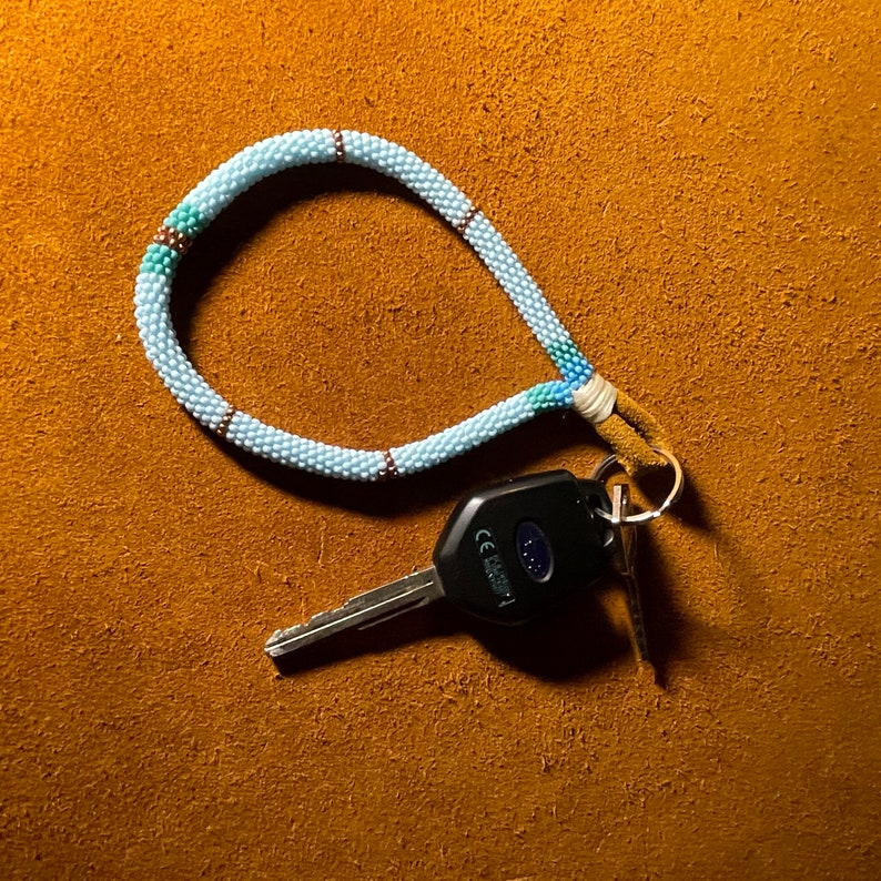 Glacier - NATIVE BEADED KEYCHAIN - Light Blue, Baby Blue, Teal, Copper ...