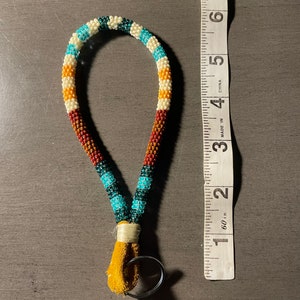Alaska -NATIVE BEADED KEYCHAIN- Brown, Teal, Bone, Light Orange - Etsy