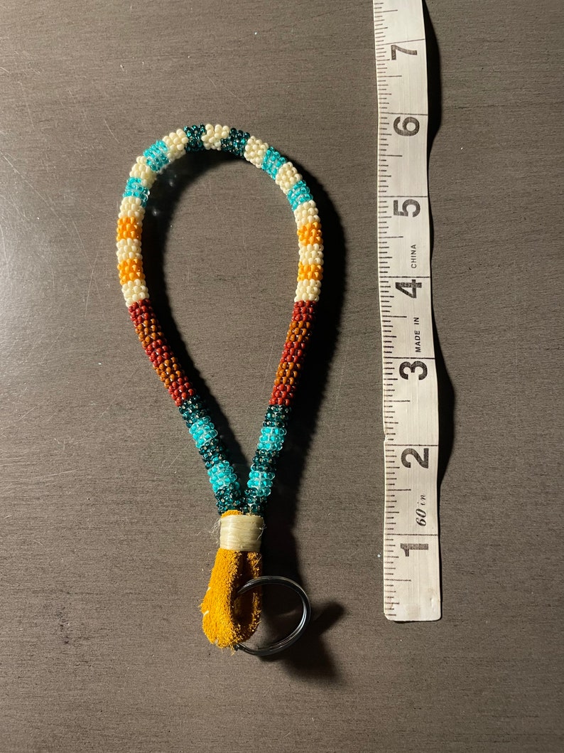 Alaska NATIVE BEADED KEYCHAIN Brown Teal Bone Light - Etsy