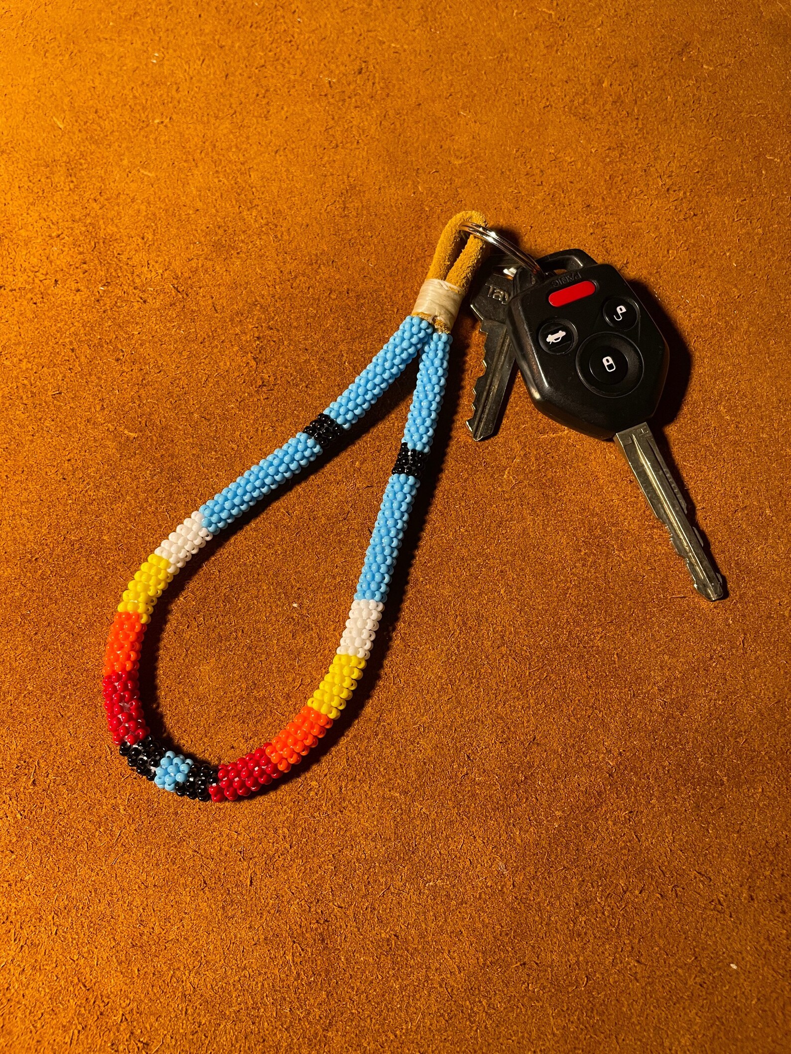 Blue Rainbow NATIVE BEADED KEYCHAIN Baby Blue Black Red | Etsy