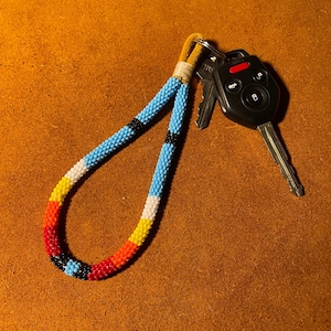 Blue Rainbow - NATIVE BEADED KEYCHAIN - Baby Blue, Black, Red, Orange ...