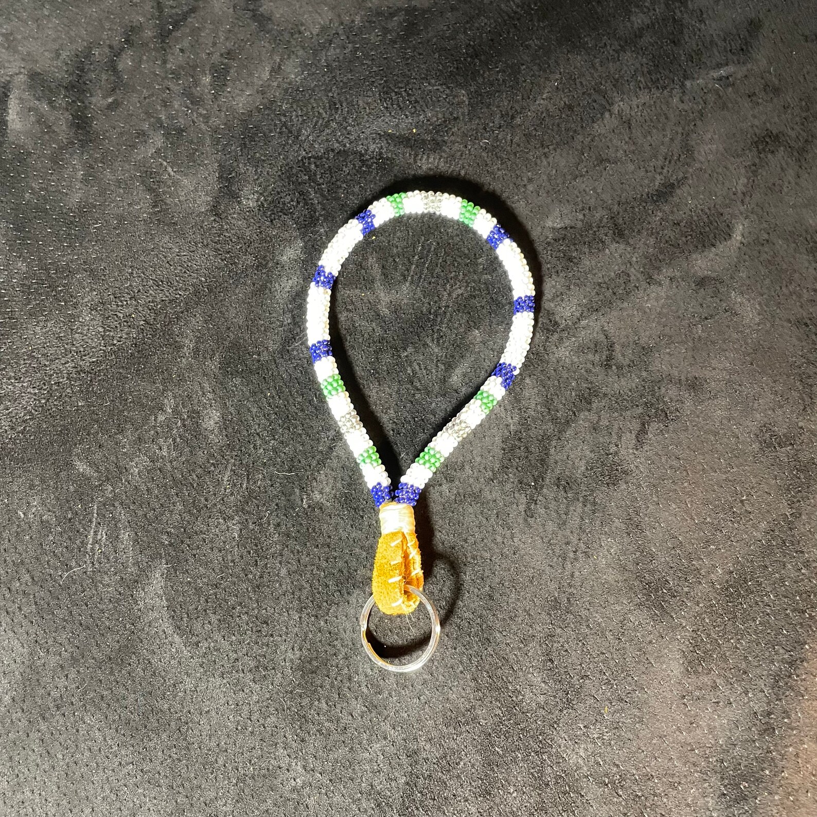 Canuck NATIVE BEADED KEYCHAIN White Blue Green Silver - Etsy